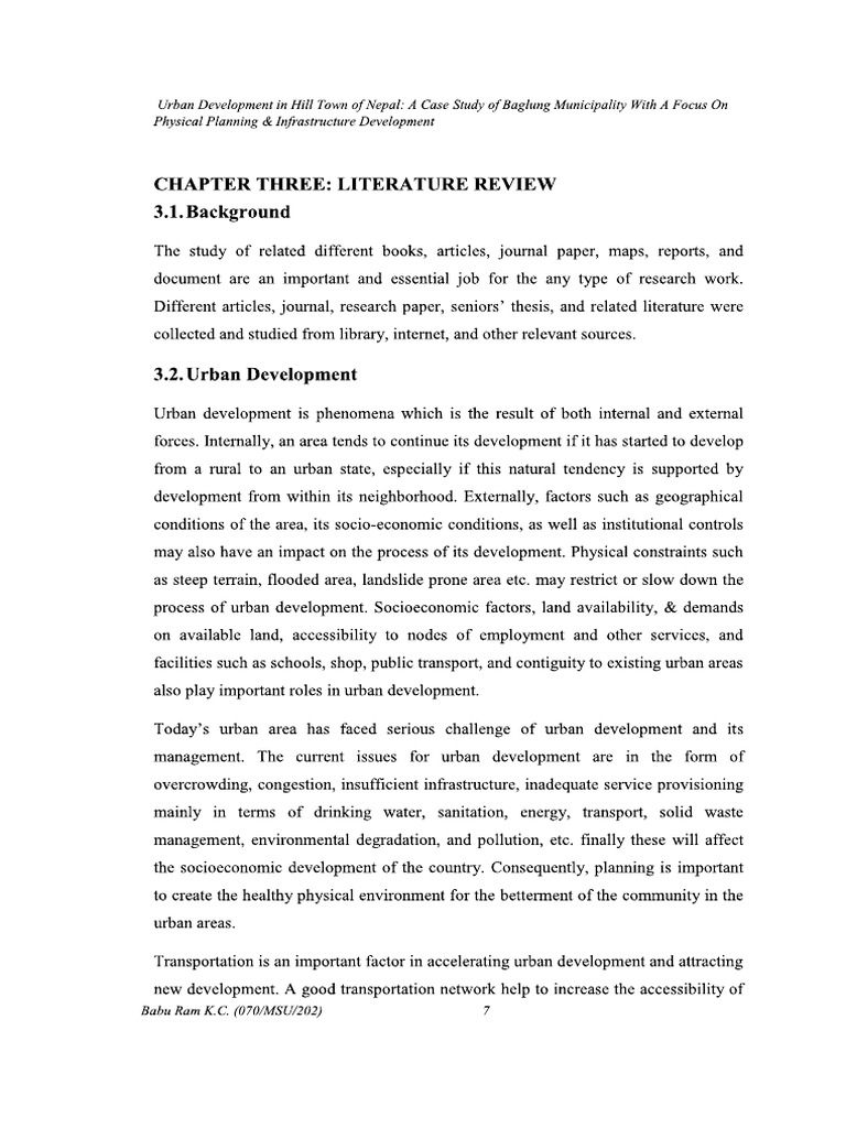 Literature Review On Urban Planning and Hill Town | PDF