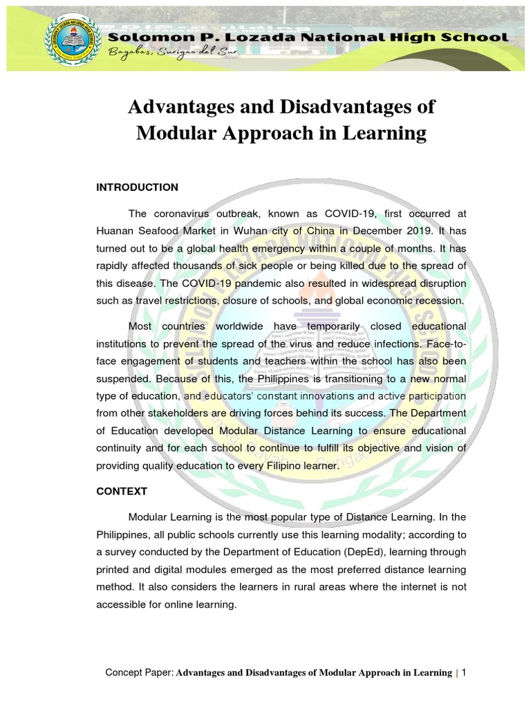 Advantages and Disadvantages of Modular Approach in Learning - Edited ...