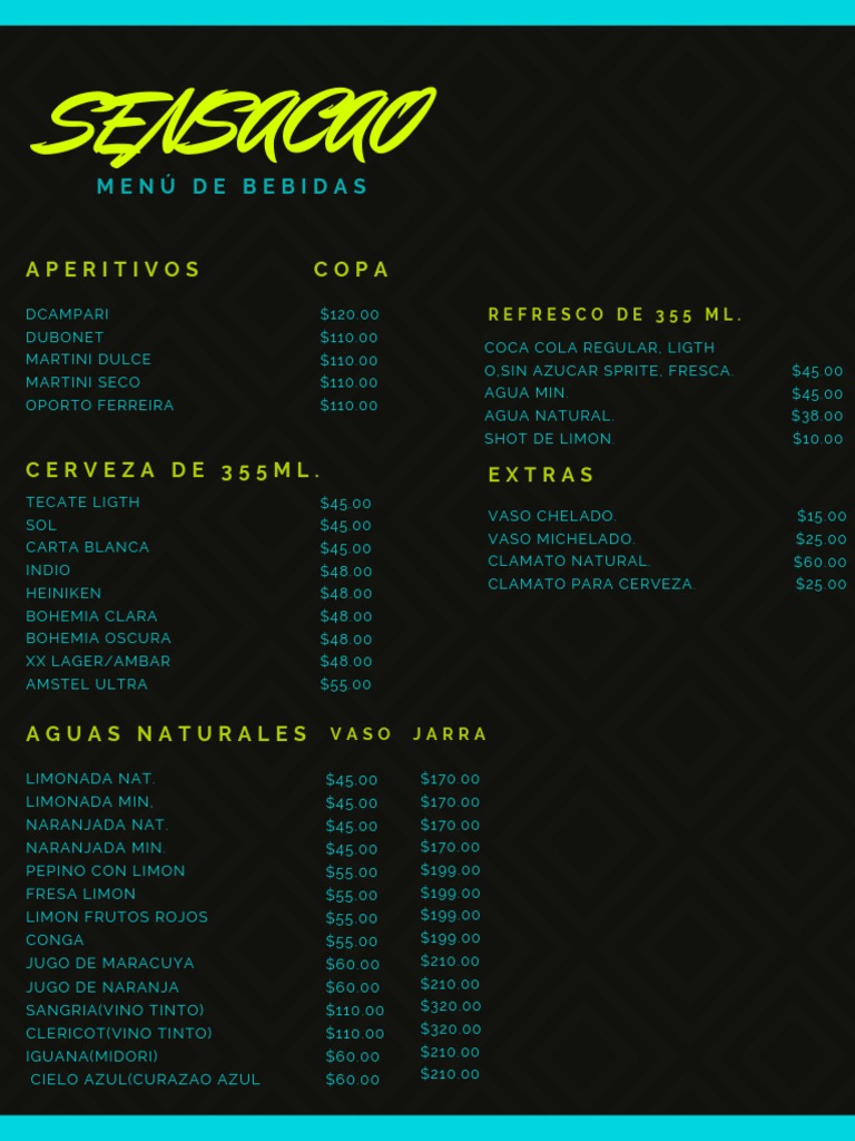 Menu Sensa | PDF