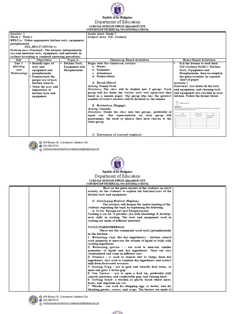 Tle 7 - Cookery Week 1 | PDF | Foods | Grilling