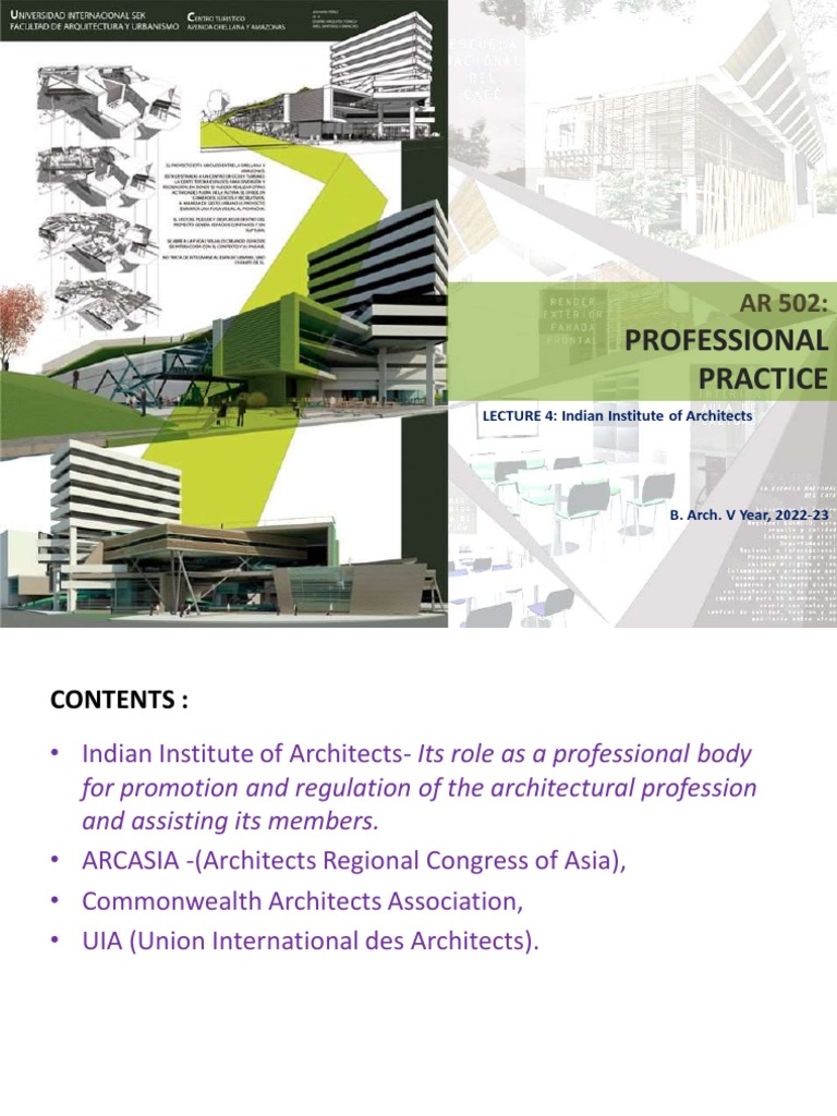 Professional Practice: LECTURE 4: Indian Institute of Architects | PDF ...