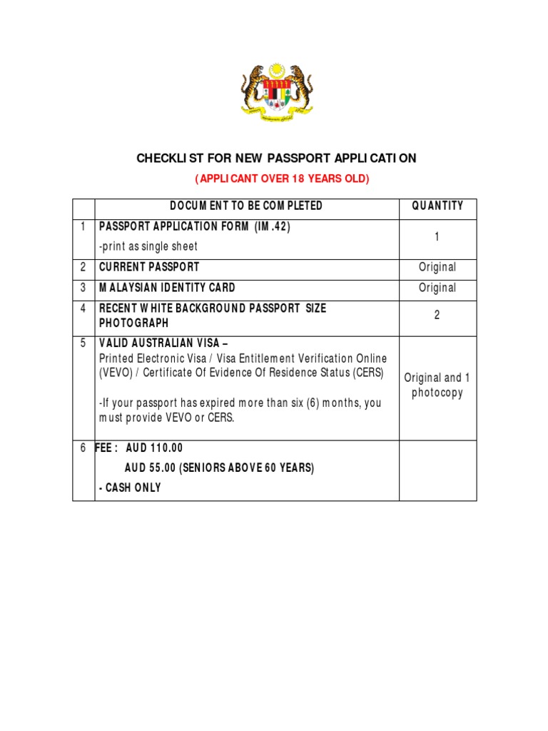 CHECKLIST-normal Passport Application | PDF | Passport | Identity Document