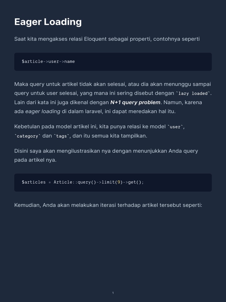 Eager Loading di Laravel: Panduan Lengkap | PDF | Komputer