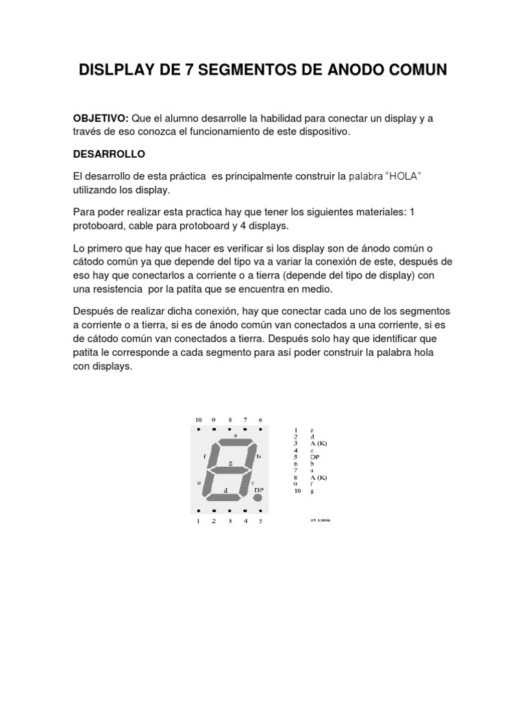 Display de Ánodo Común: Conexión y Uso | PDF