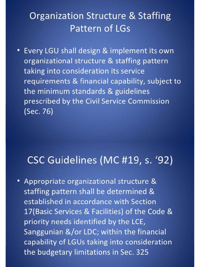 Organization Structure and Staffing Pattern of LGUs | PDF