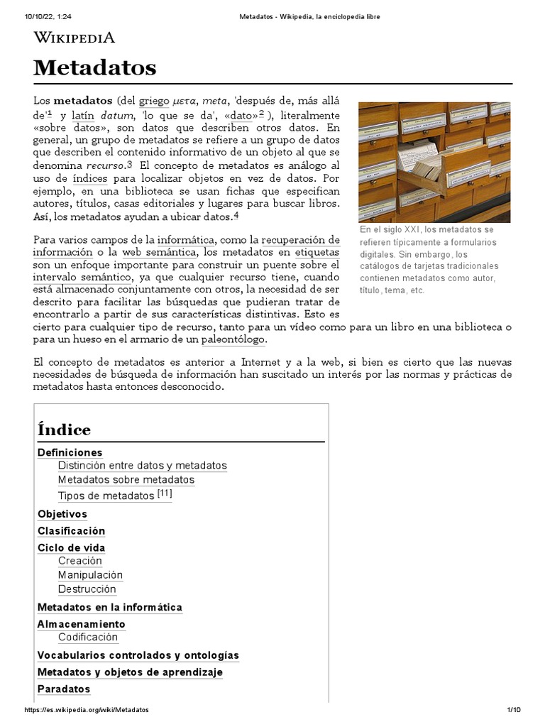 Metadatos | PDF | Metadatos | Gestión de tecnología de la información