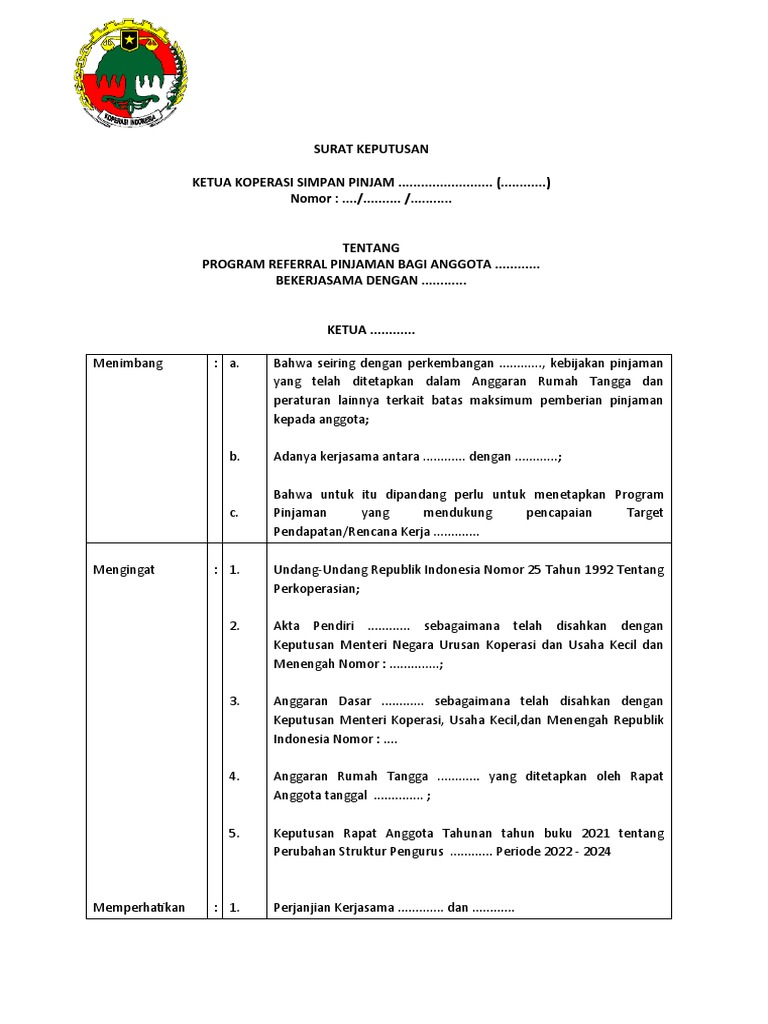 SK Program Referral Pinjaman Draft | PDF