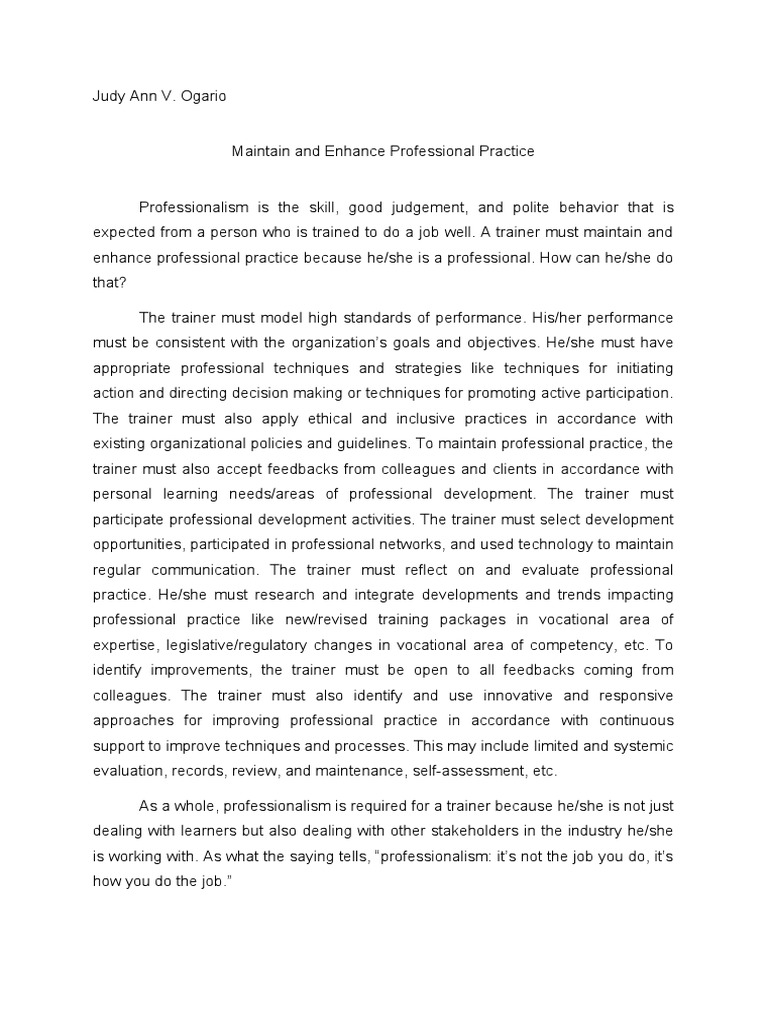Enhancing Professionalism for Trainers | PDF