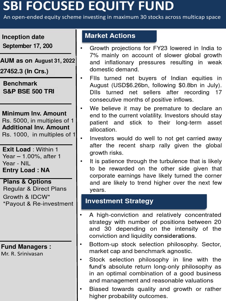 SBI Focused Equity Fund Overview | PDF | Stocks | Investing
