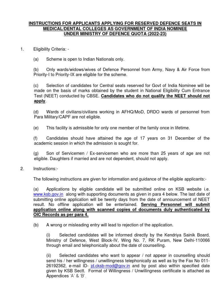 Instructions For Mbbs Bds 2022 | PDF