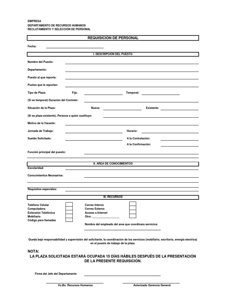 Formato para Requisición de Personal | PDF