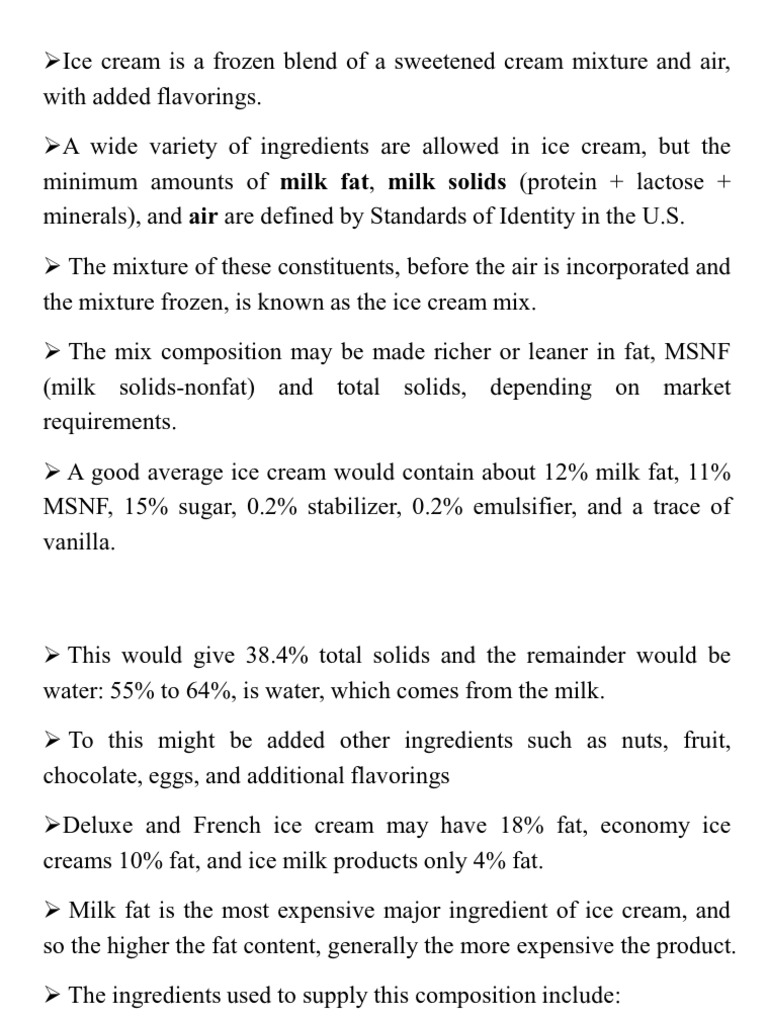 Ice Cream Industry Class Lecture | Download Free PDF | Ice Cream | Emulsion