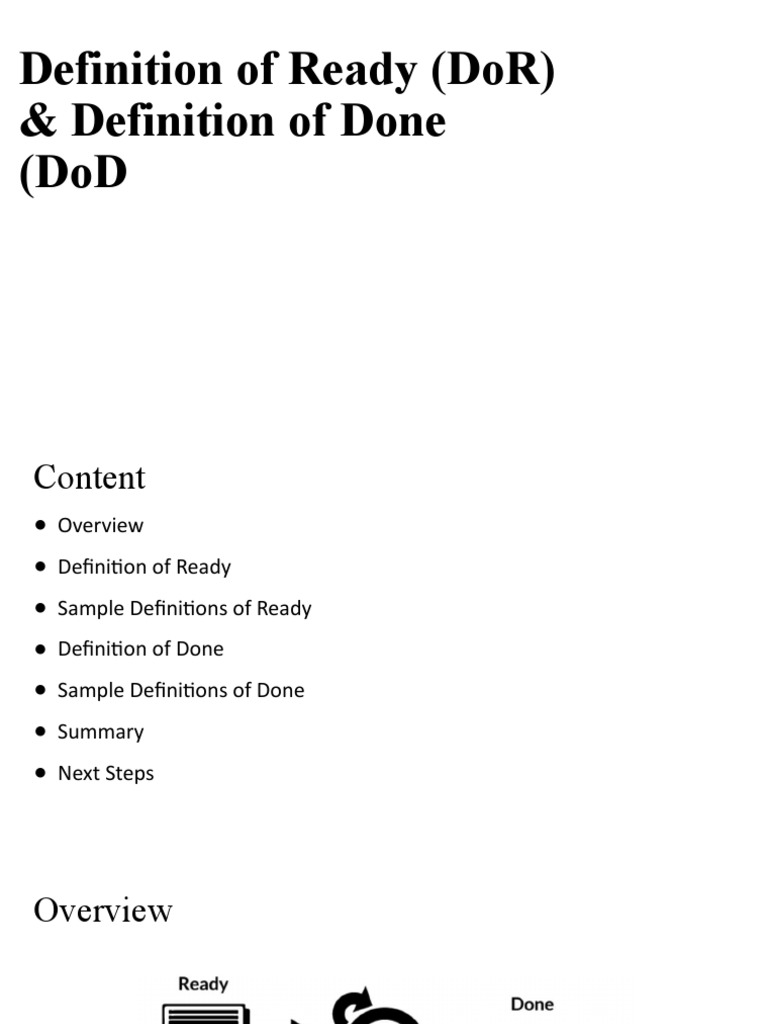 Definition of Ready (DoR) & Definition of Done (DoD) | PDF | Scrum ...