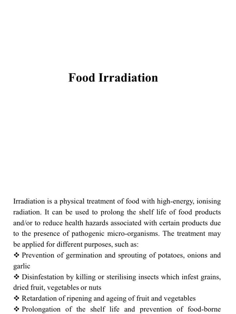 Food Preservation via Irradiation | PDF | Ionizing Radiation | Radiation
