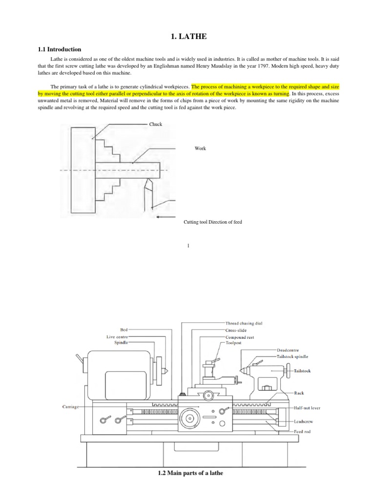 Lathe Maachine Theorywork Shop | PDF | Machining | Screw