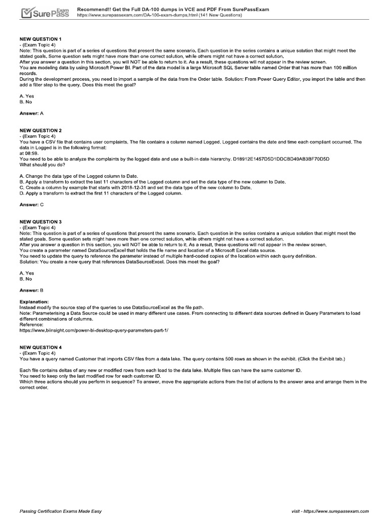 Solved Questions 4 - PL 300 Exam | PDF Solved Questions 4 - PL 300 Exam | PDF