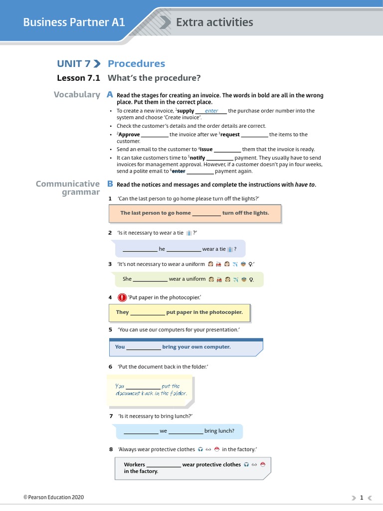 BusPart A1 ExtraAct U7 | Download Free PDF | Invoice | Business