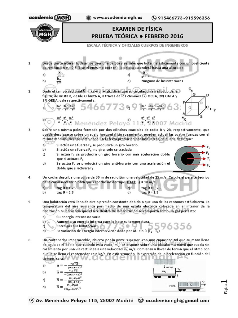Ex Fis Febrero 2016 + Sol | PDF | Rotación | Masa