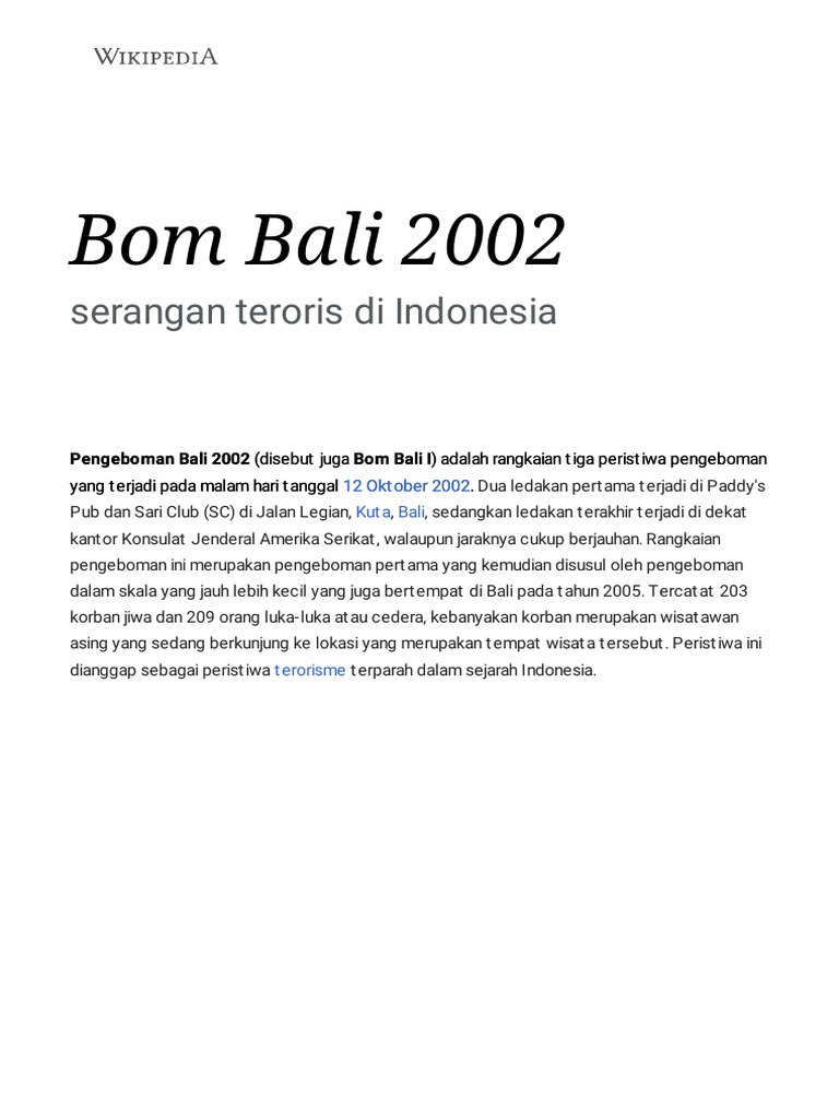 Tragedi Bom Bali 2002 | PDF