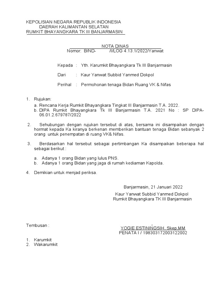 Permohonan SDM Bidan | PDF