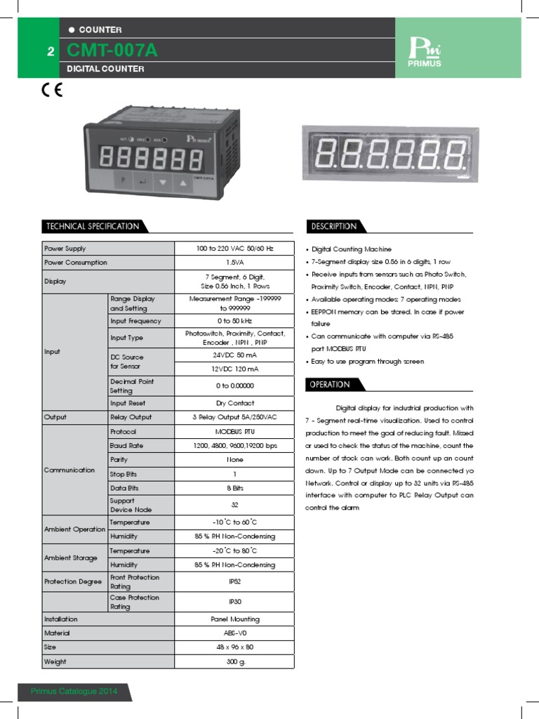 CMT-007A - Digital Counter | PDF | Relay | Programmable Logic Controller