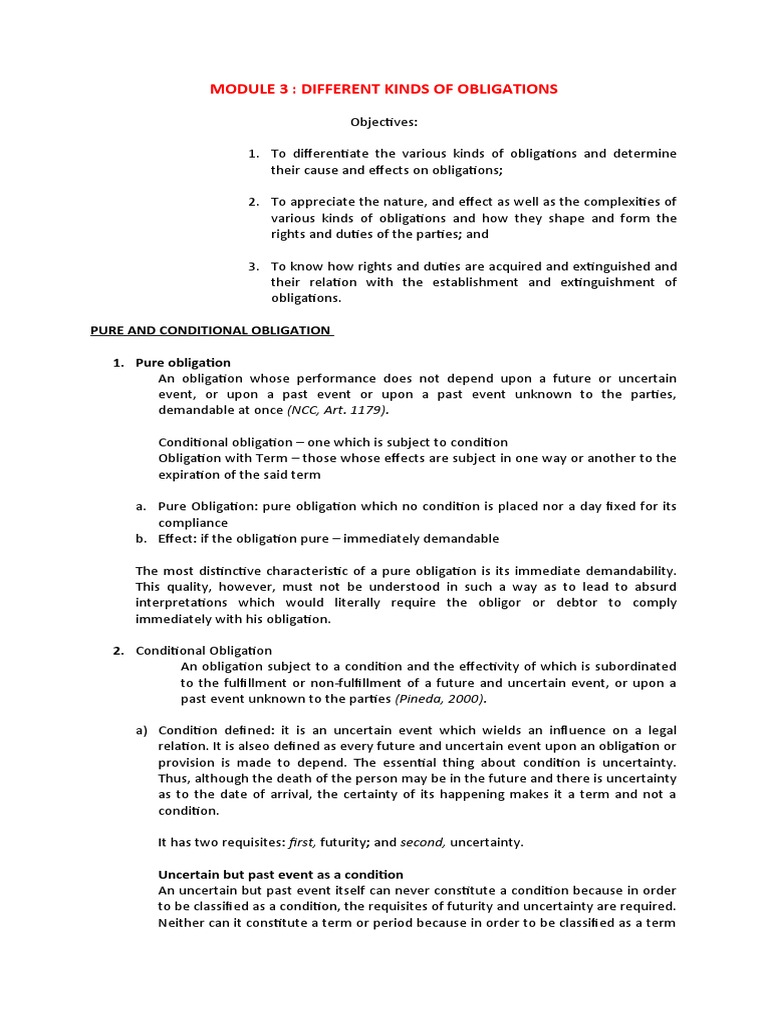 Ae01 Module 3 - Kinds of Obligations | PDF | Law
