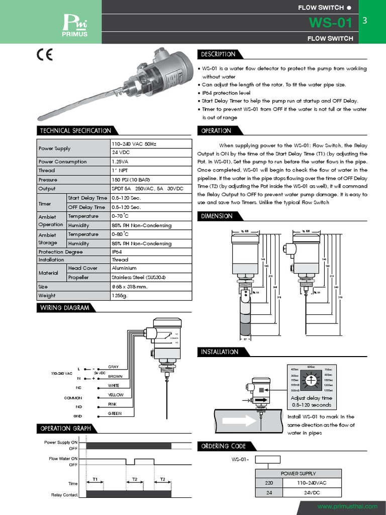 WS-01 - Flow Switch | PDF | Pipe (Fluid Conveyance) | Pump