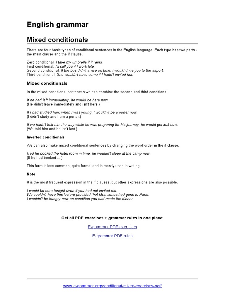 Mixed Conditionals Rules | PDF