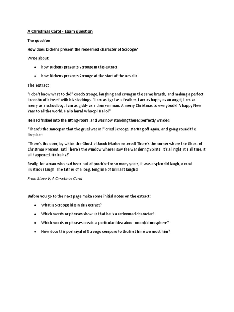 A Christmas Carol Exam Question | PDF