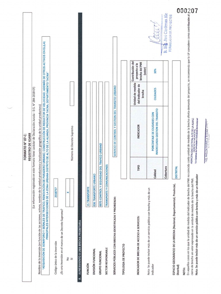 Formato 7C Ioaar Semaforos Tacna | PDF
