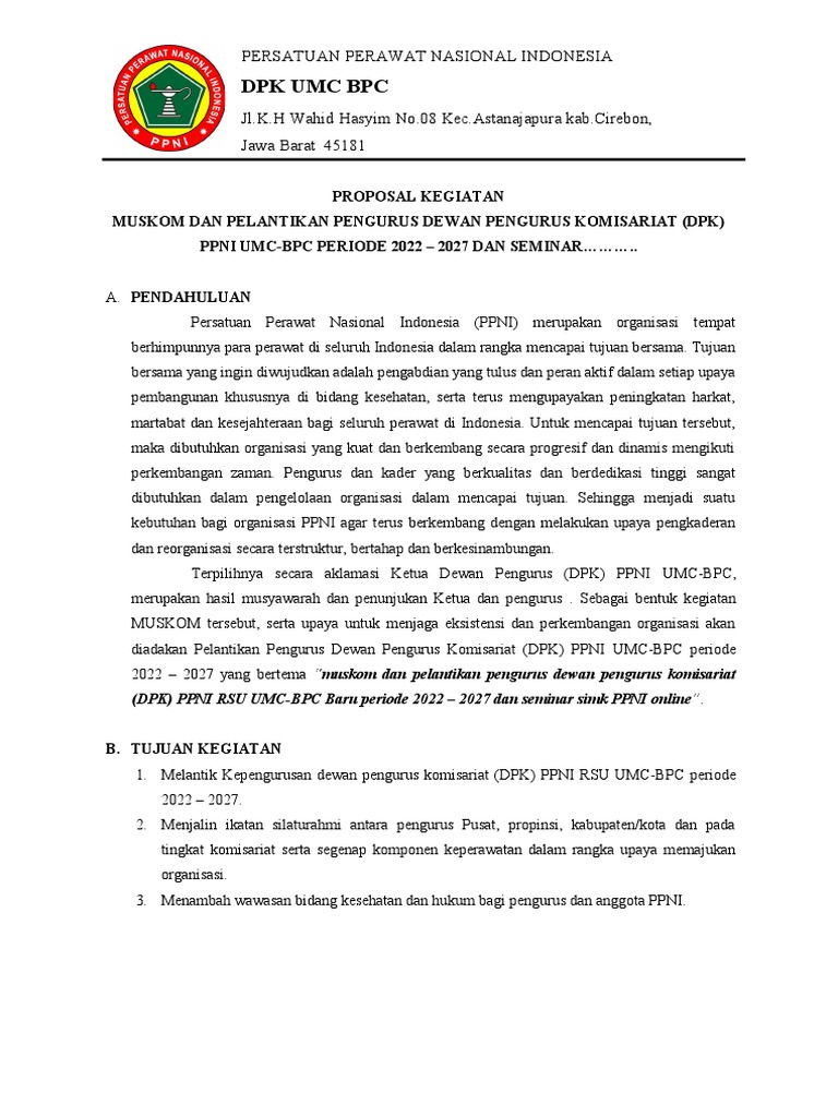Proposal Muskom DPK UMC-BPC | PDF | Sains & Matematika