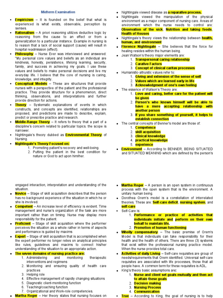 Midterm and Final Exam TFN | PDF | Nursing | Theory