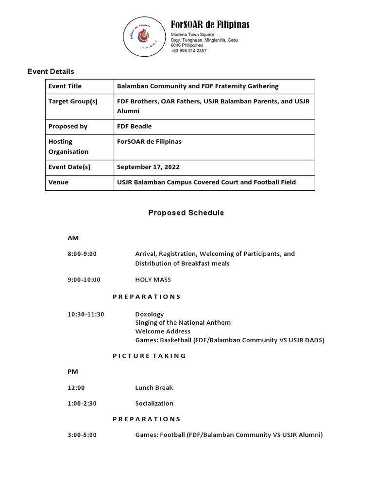 FDF Gathering Schedule | PDF