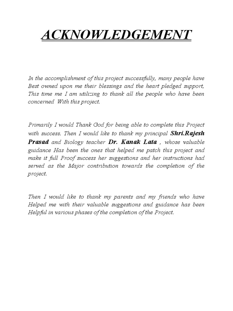 Acknowledgement | PDF | Self-Improvement