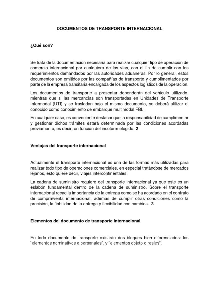 Documentos de Transporte Internacional | PDF | Seguro | Guía de carga
