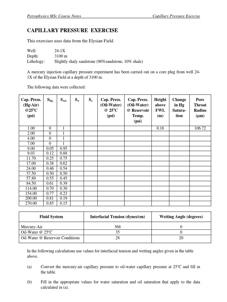 Capillary Pressure Analysis in Elysian Field | PDF | Petroleum ...