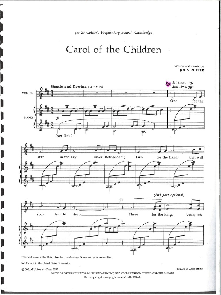 Carol of The Children J.Rutter 2 Stemmig | PDF