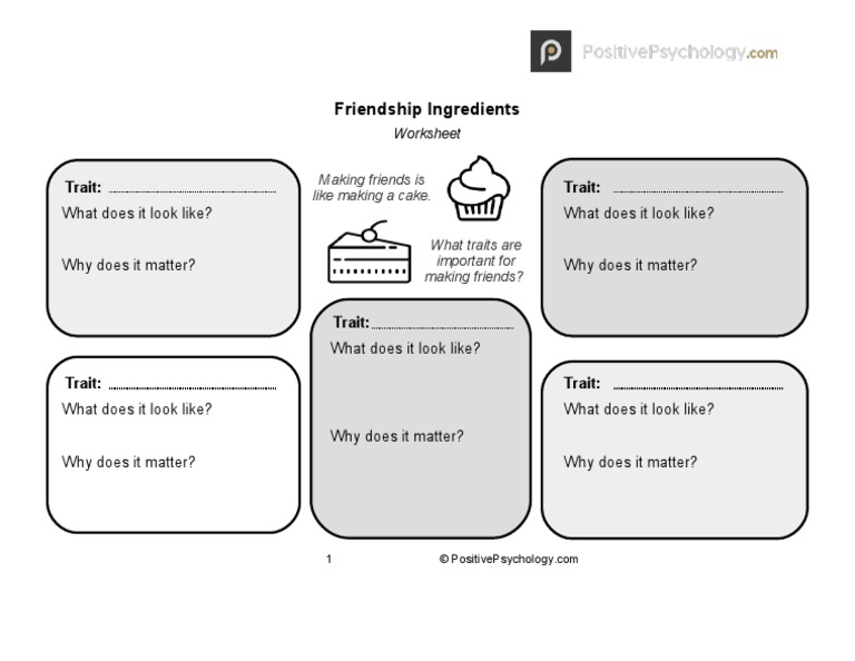 Friendship Ingredients Worksheet | PDF