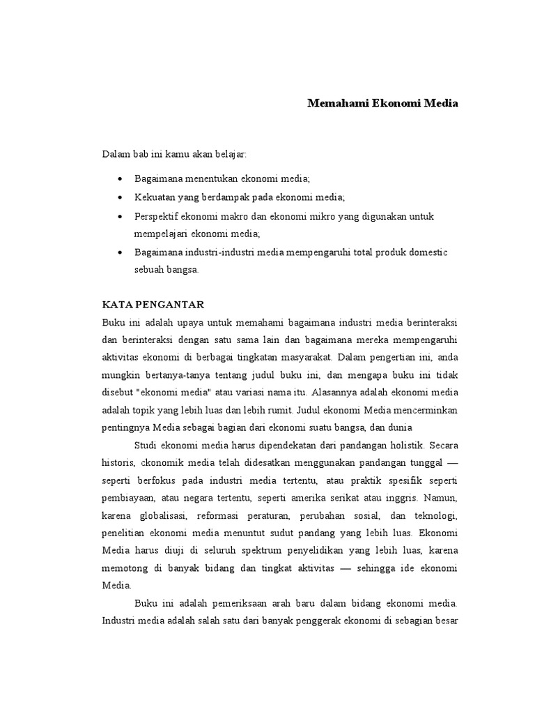 EKONOMI MEDIA ALAN B. ALBARRAN Bab 1 | PDF