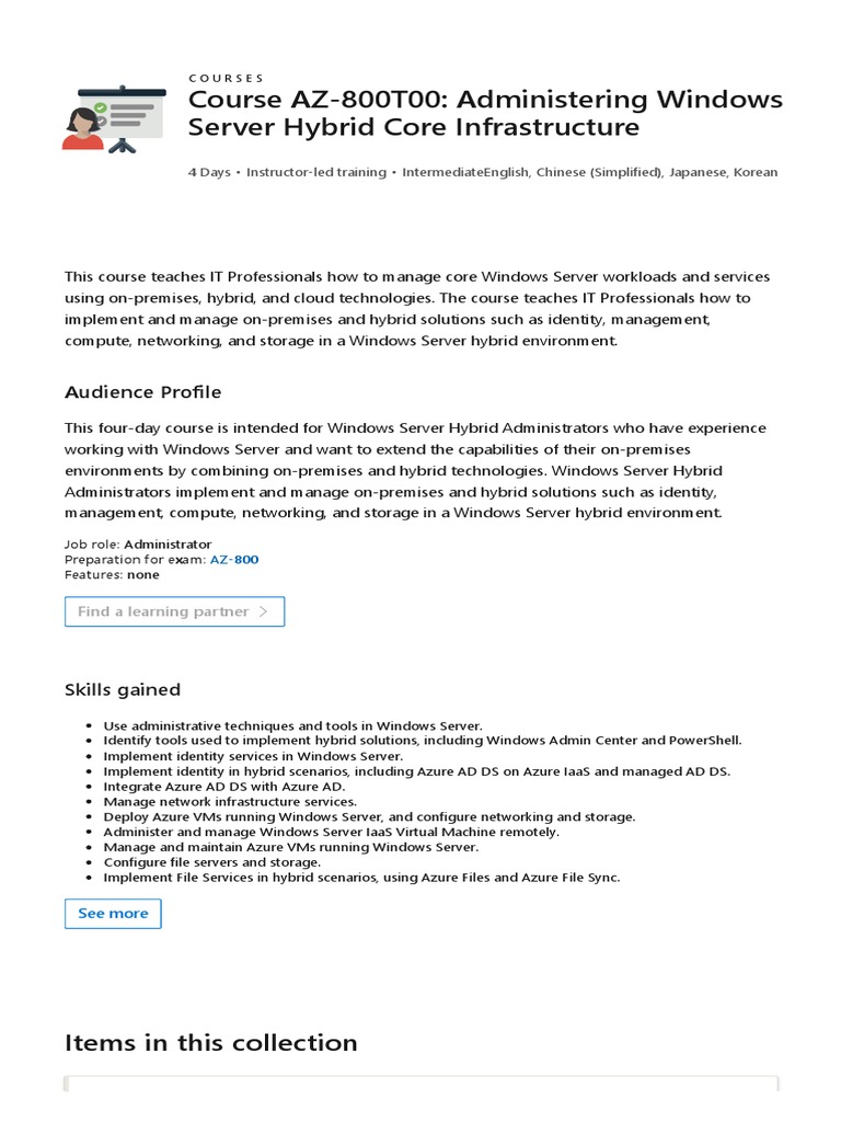 AZ-800T00 - A - Administering Windows Server Hybrid Core Infrastructure ...