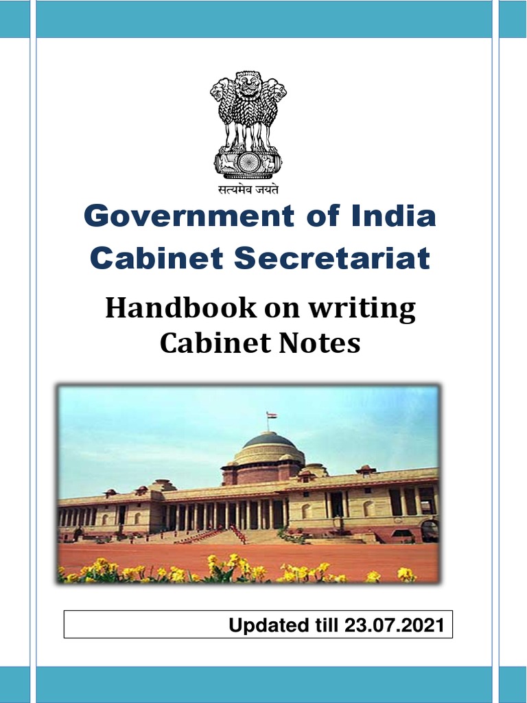 Handbook On Cabinet Note | PDF | Ratification | Government Of India