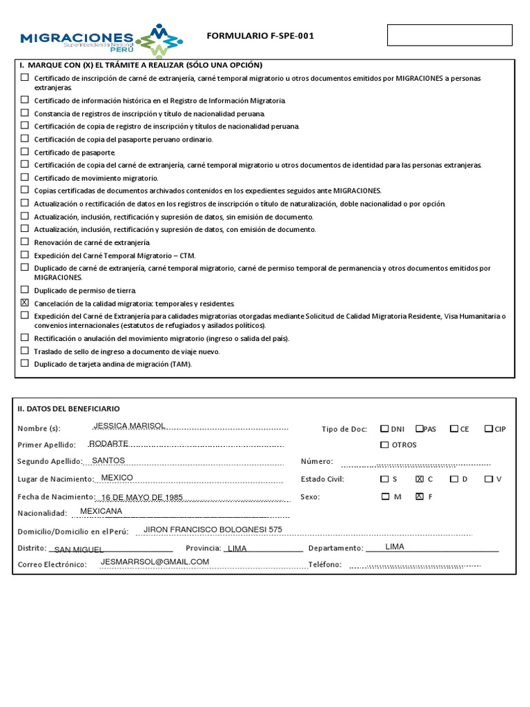 Formulario S-Spe-001 PDF | PDF