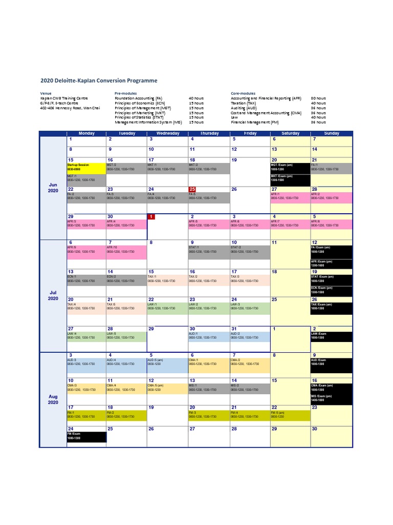 2020 Deloitte Conversion Programme Timetable | PDF