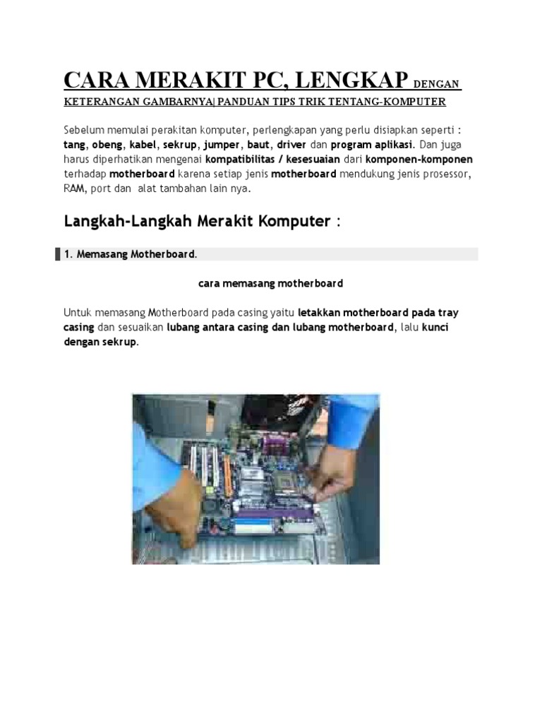 Merakit Komputer Dengan Keterangan | PDF