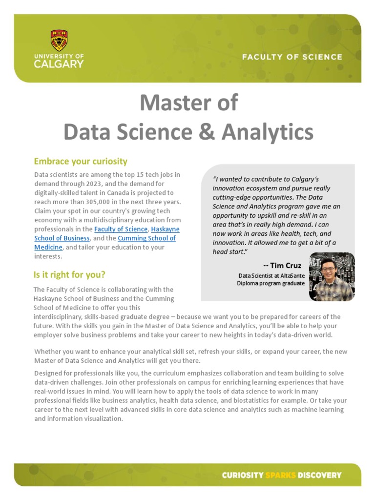 Master of Data Science & Analytics-University of Calgary | PDF | Data Science | Analytics