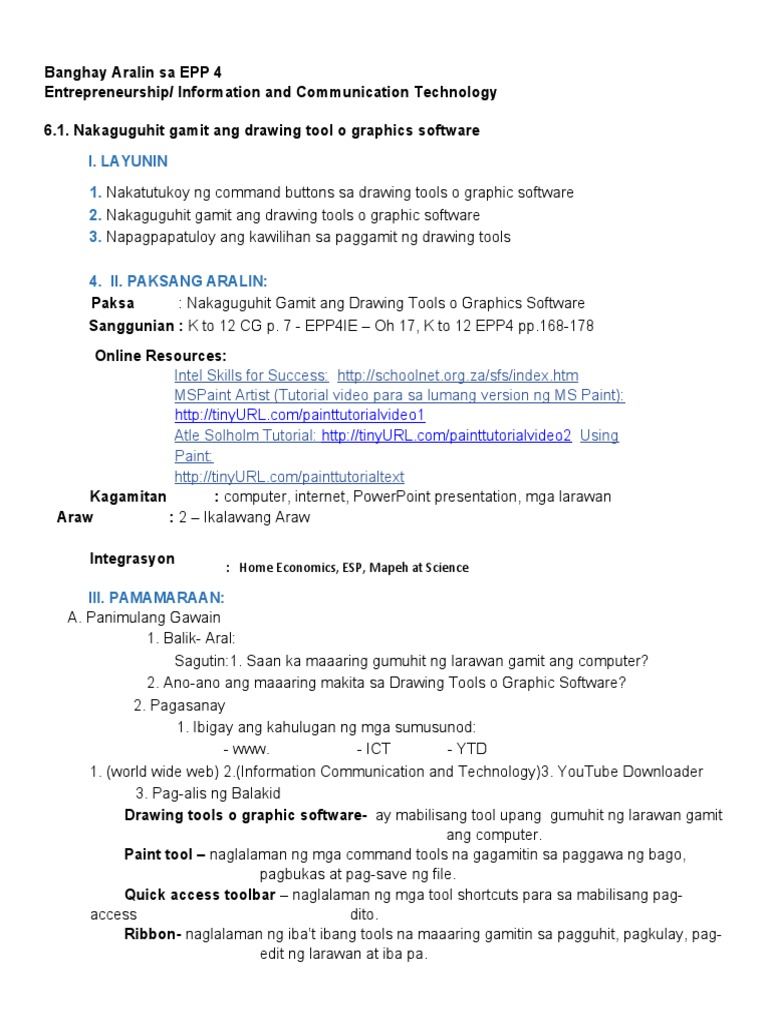 EPP-ICT - Nakaguguhit Gamit Ang Drawing Tool o Graphics Software ...