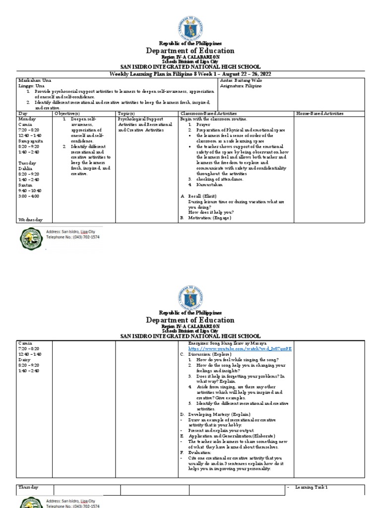 Week 1 WLP FILIPINO | PDF | Learning | Behavioural Sciences