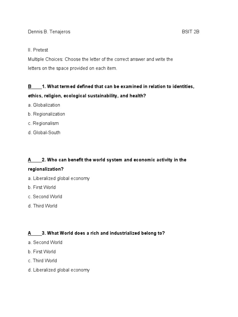 Understanding Regionalization and Globalization | PDF | Cost Of Living ...