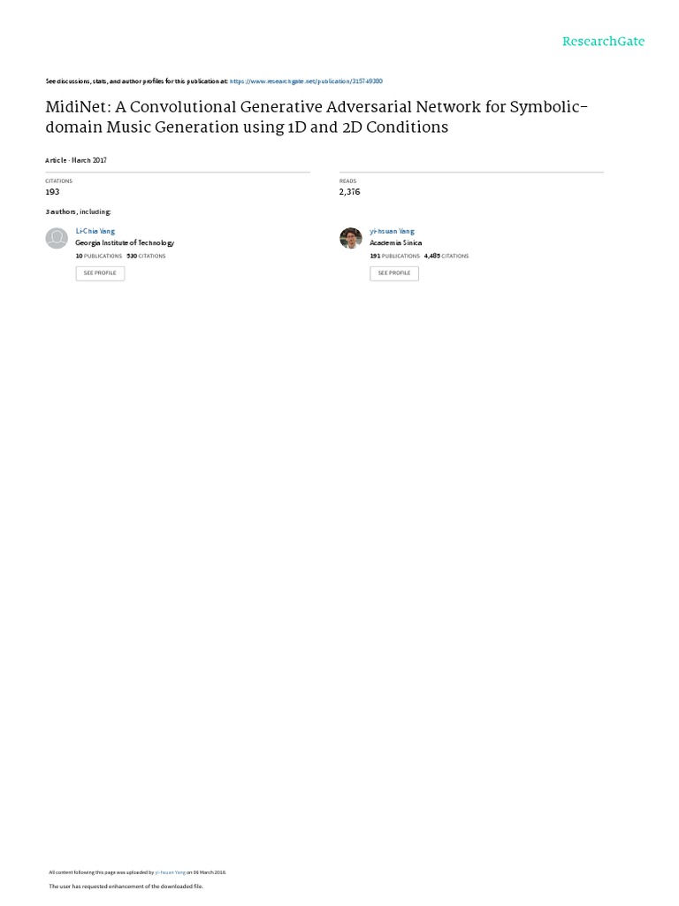 MidiNet A Convolutional Generative Adversarial Net | PDF