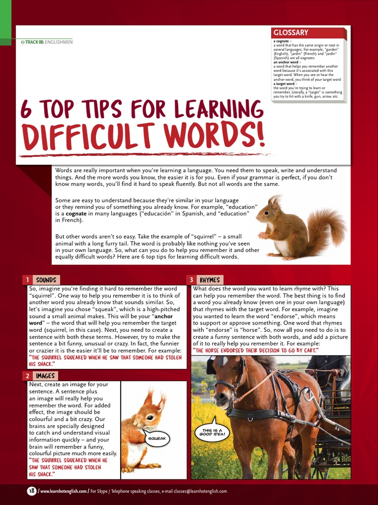 Tips For Learning Difficult Words | PDF